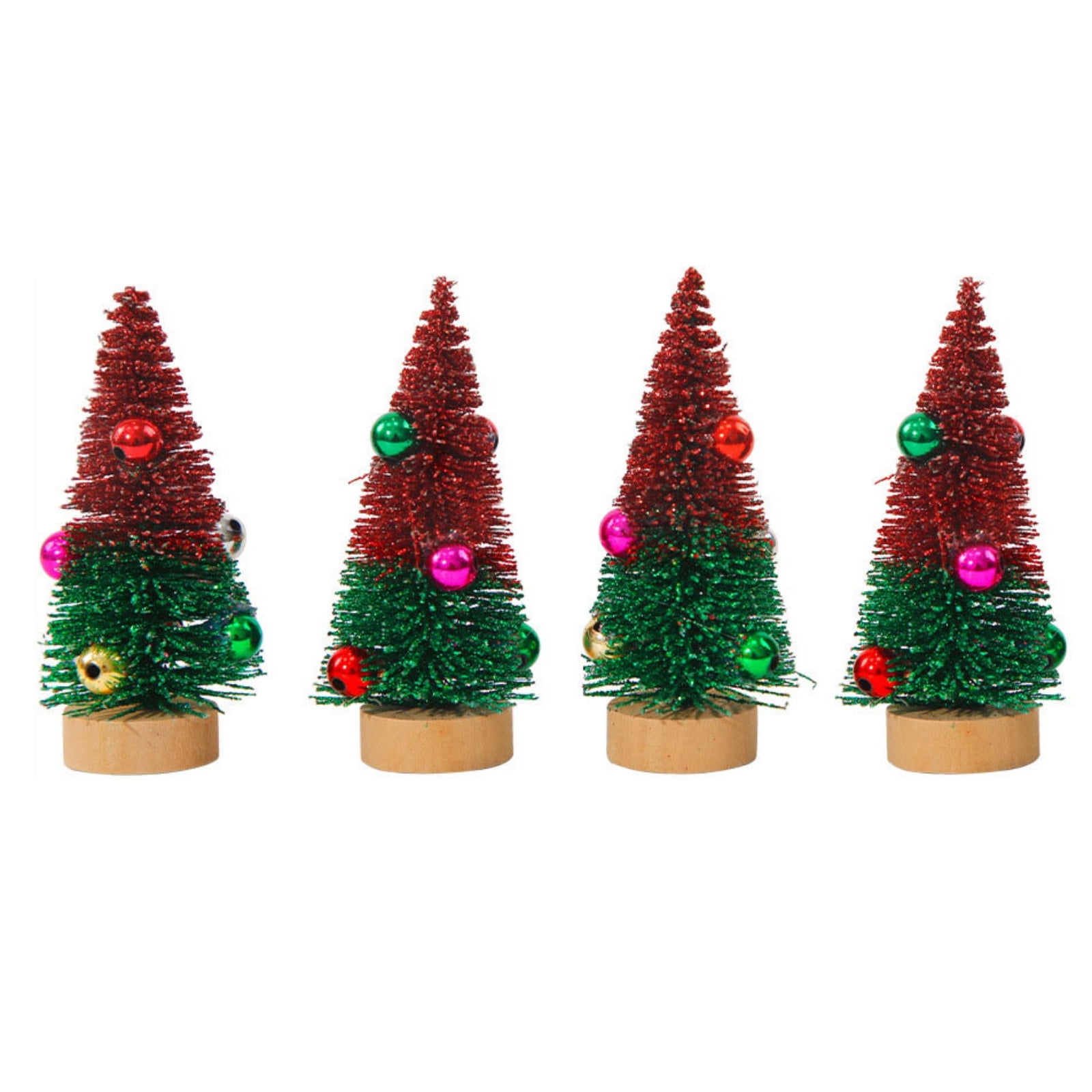 4 PCS Mini Christmas Trees, Artificial Christmas Tree Bottle Brush ...