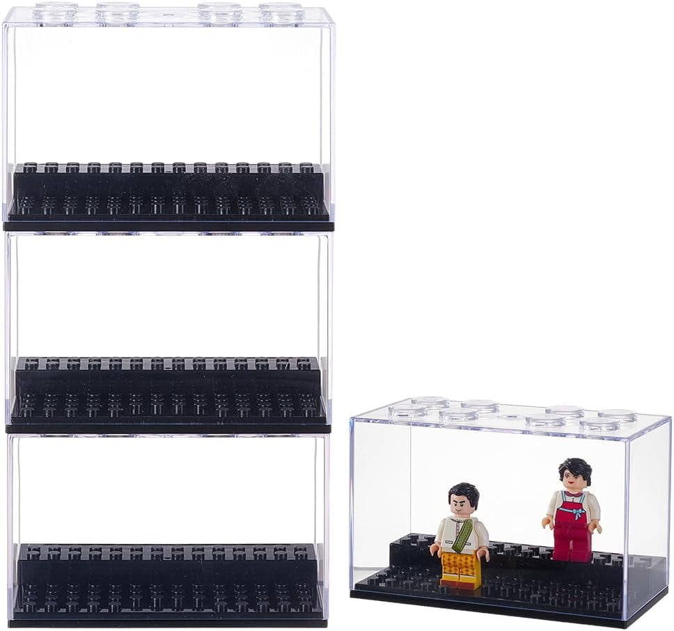4 PCS Minifigures Display Case 2.3x4.7x3inch Stackable Model Display ...