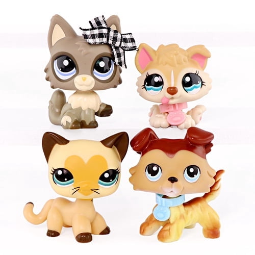 4 PCS Minilpsshop Little Animal Cartoon Pets Figures Shorthair Cat ...