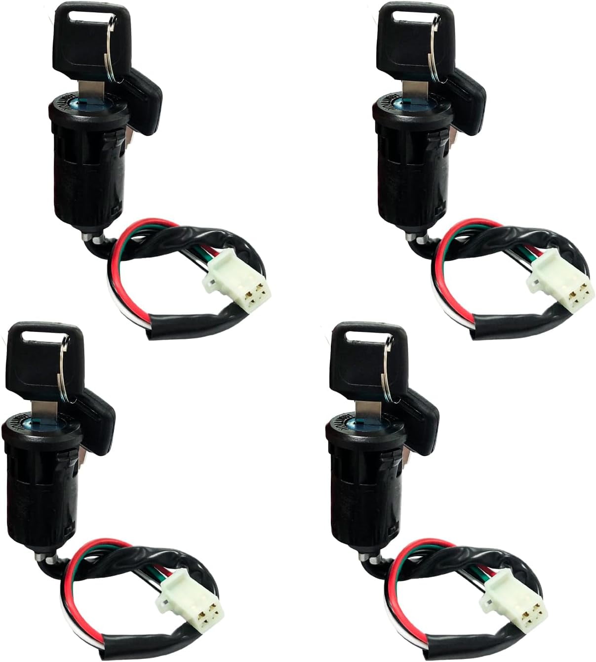 4 PCS Motorcycle Ignition Switch, 4 Wire Pin Ignition Switch with 2 ...