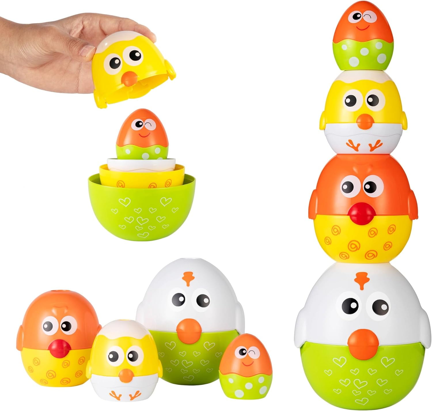 4 PCS Nesting Stacking Easter Eggs for Kids and Toddler, Easter Egg ...