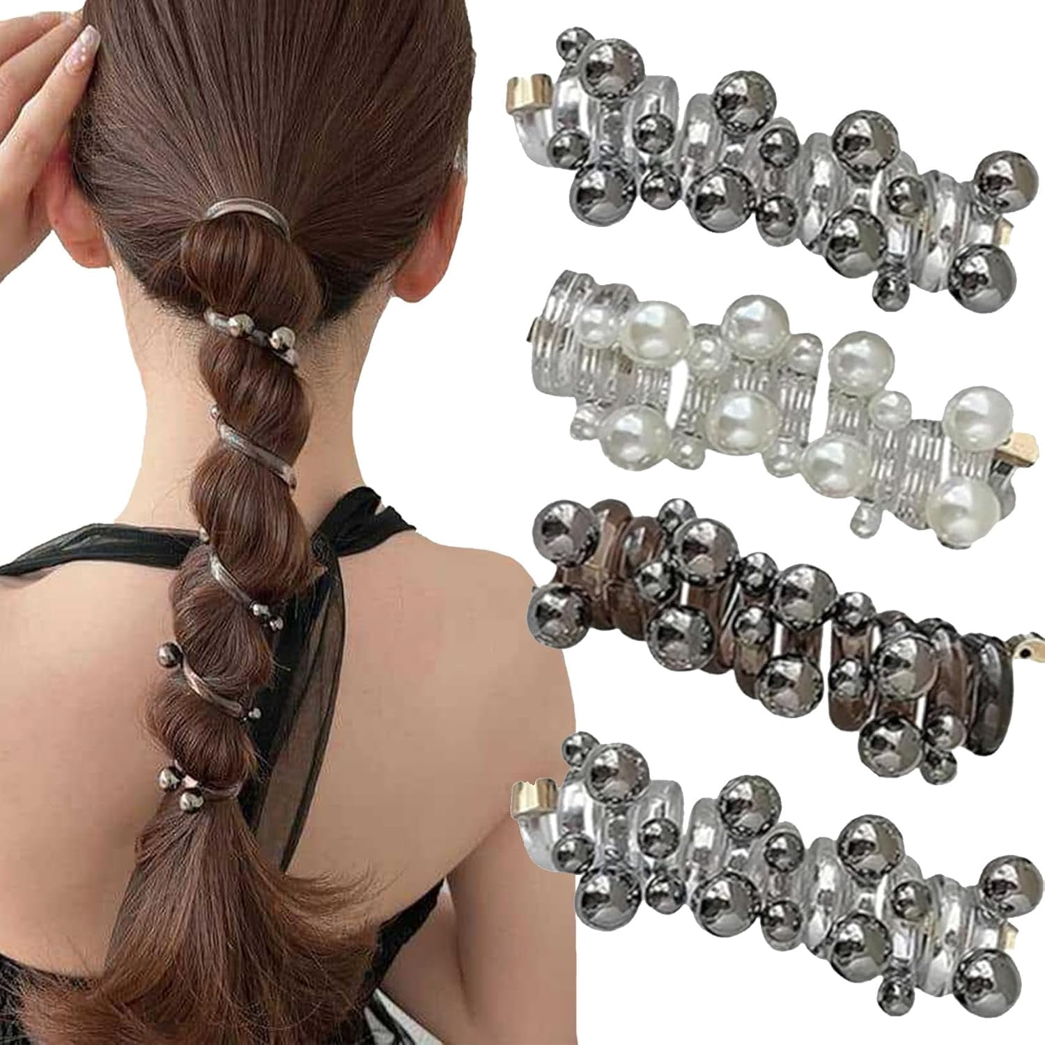 4 PCS No Damage Soft Elastic Spiral Hair Ties, Twisted Hair Wire Pony ...