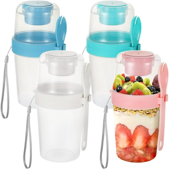 4 PCS Parfait Cups with Lids, Clear Plastic Yogurt Parfait Cup with ...