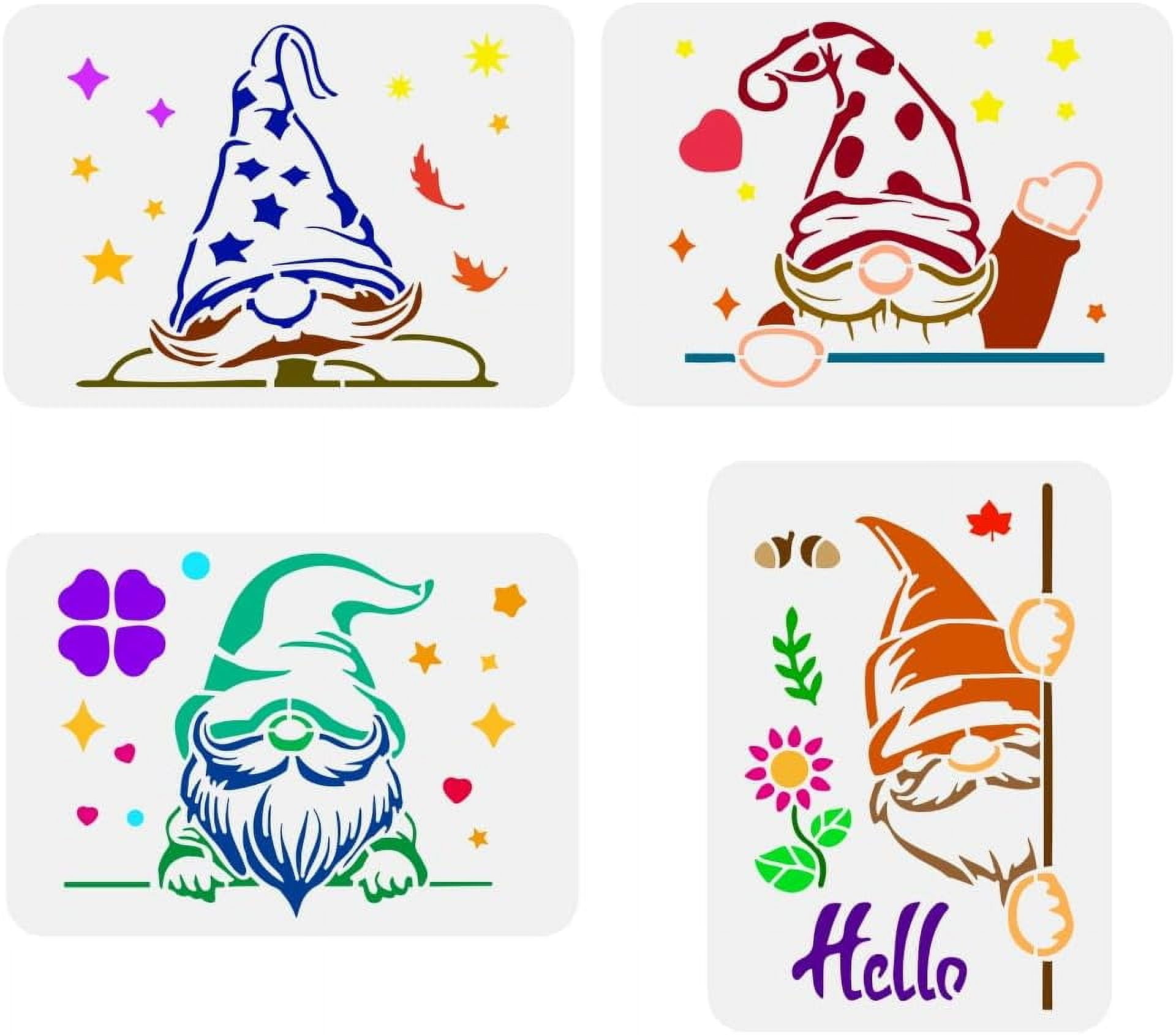 4 PCS Peeping Gnomes Painting Stencil 8.3x11.7inch Reusable Gnomes ...