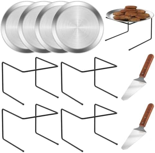 4 PCS Pizza Stand Holder, Black Metal Pizza Pan Display Stands for ...