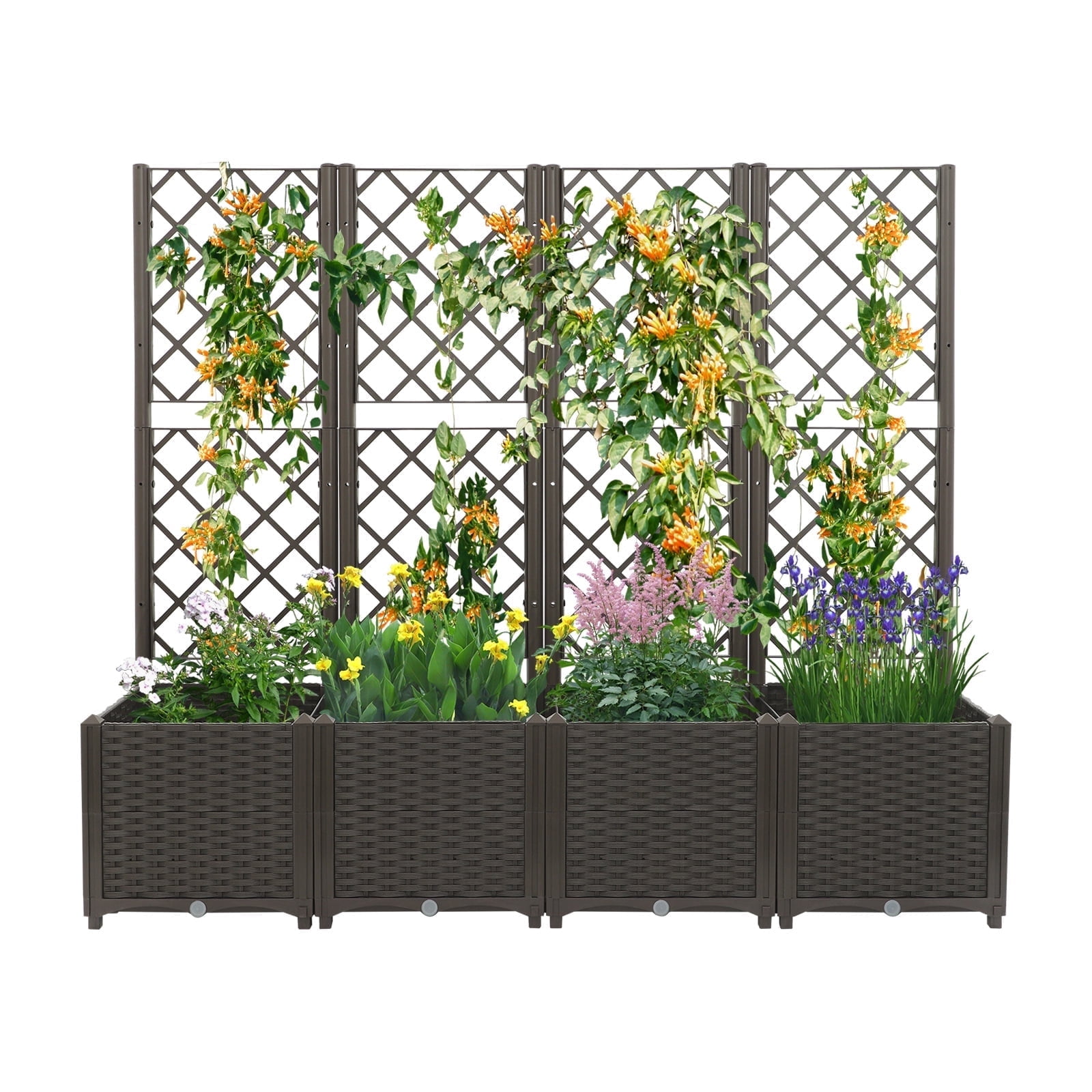 4 PCS Plant Boxes with Trellises Planting Box with a Climber Planter ...