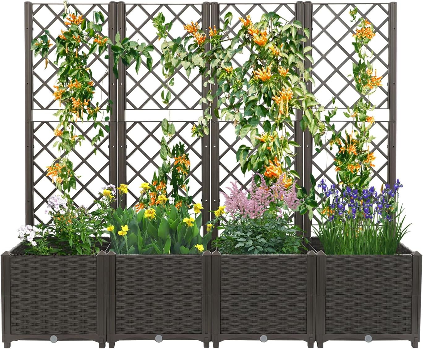 4 PCS Planter with Trellis, 63" L x 15.7" W x 56" H Planters for ...