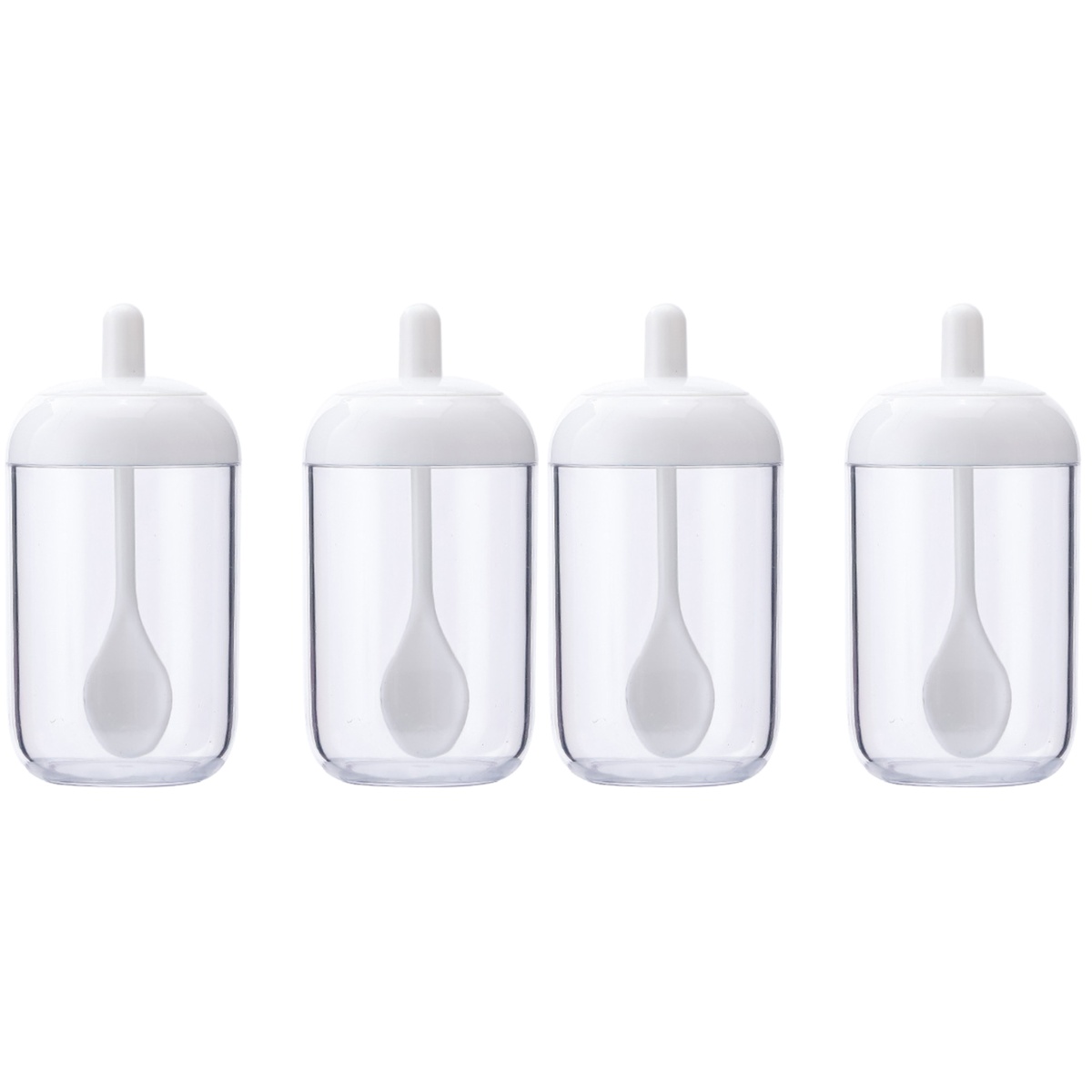 4 PCS Plastic Containers Condiment Jars with Lids and Spoons Condiment ...