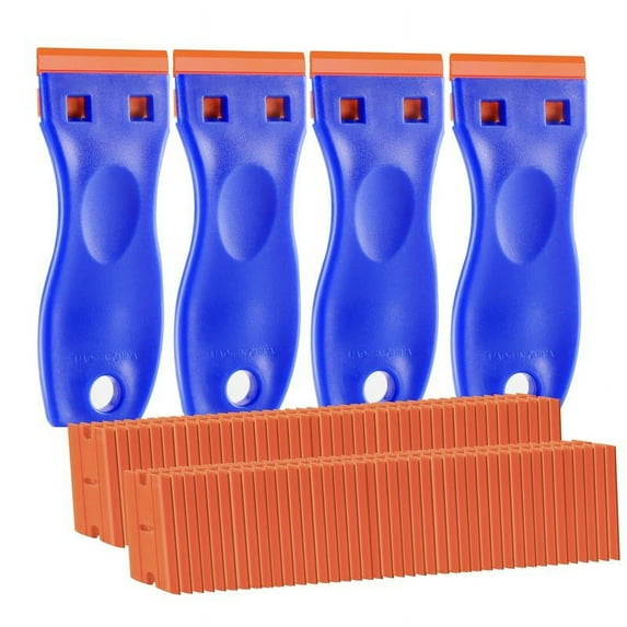 4 PCS Plastic Razor Blade Scraper 120 Blades Cleaning Tool for Adhesive ...