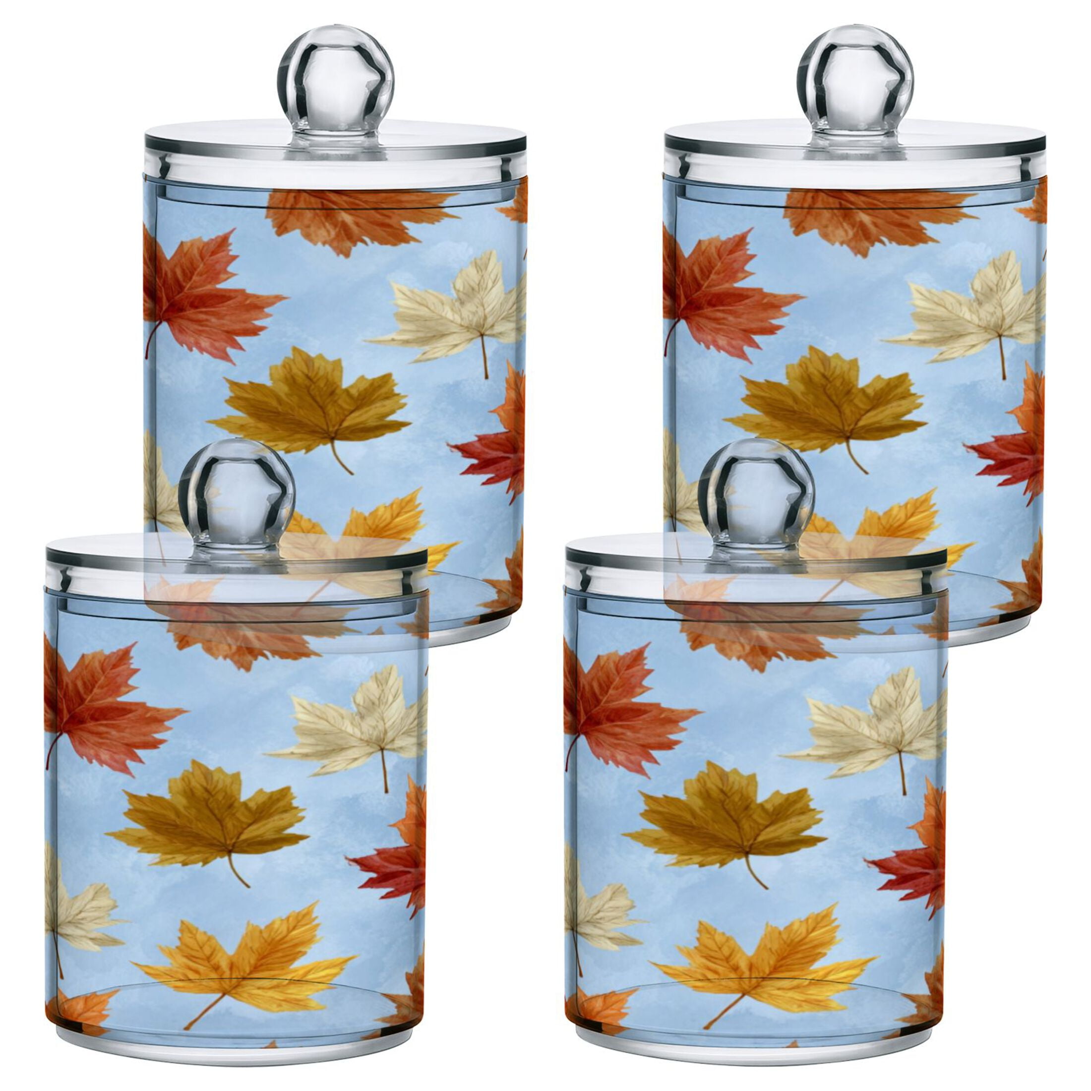 4 PCS Plastic Storage Canister Clear with Lids Airtight Cotton Swabs ...