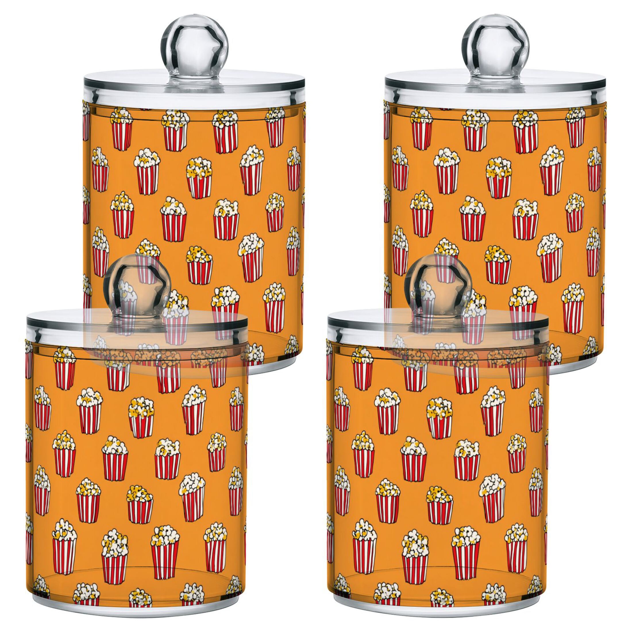 4 PCS Plastic Storage Canister Clear with Lids Airtight Cotton Swabs ...