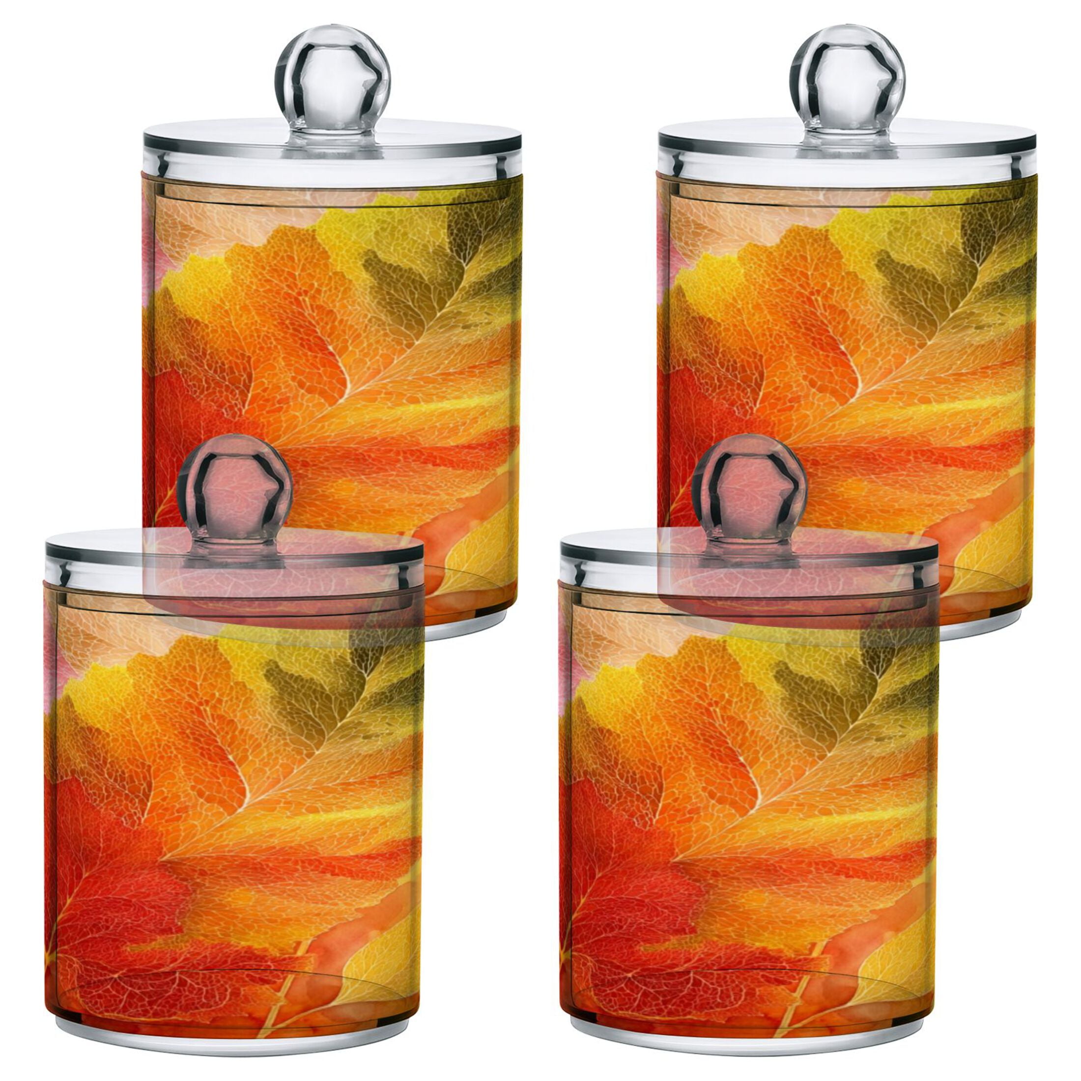 4 PCS Plastic Storage Canister Clear with Lids Airtight Cotton Swabs ...