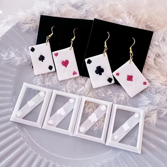 4 PCS Poker Suit DIY Earring Molds - Reusable Epoxy Resin Molds for ...