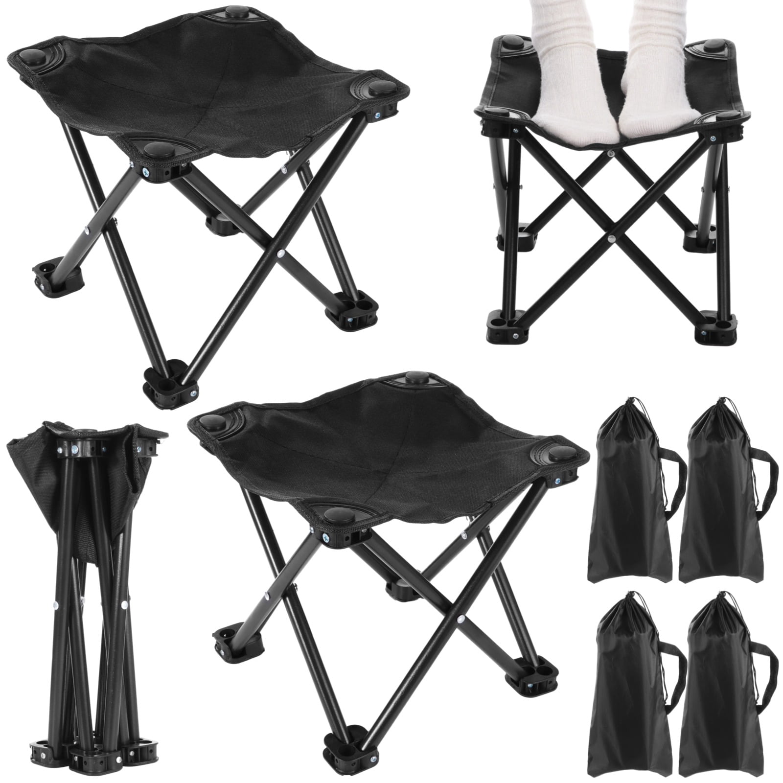 4 PCS Portable Airplane Foot Rest, Foldable Stools with Carry Bags ...