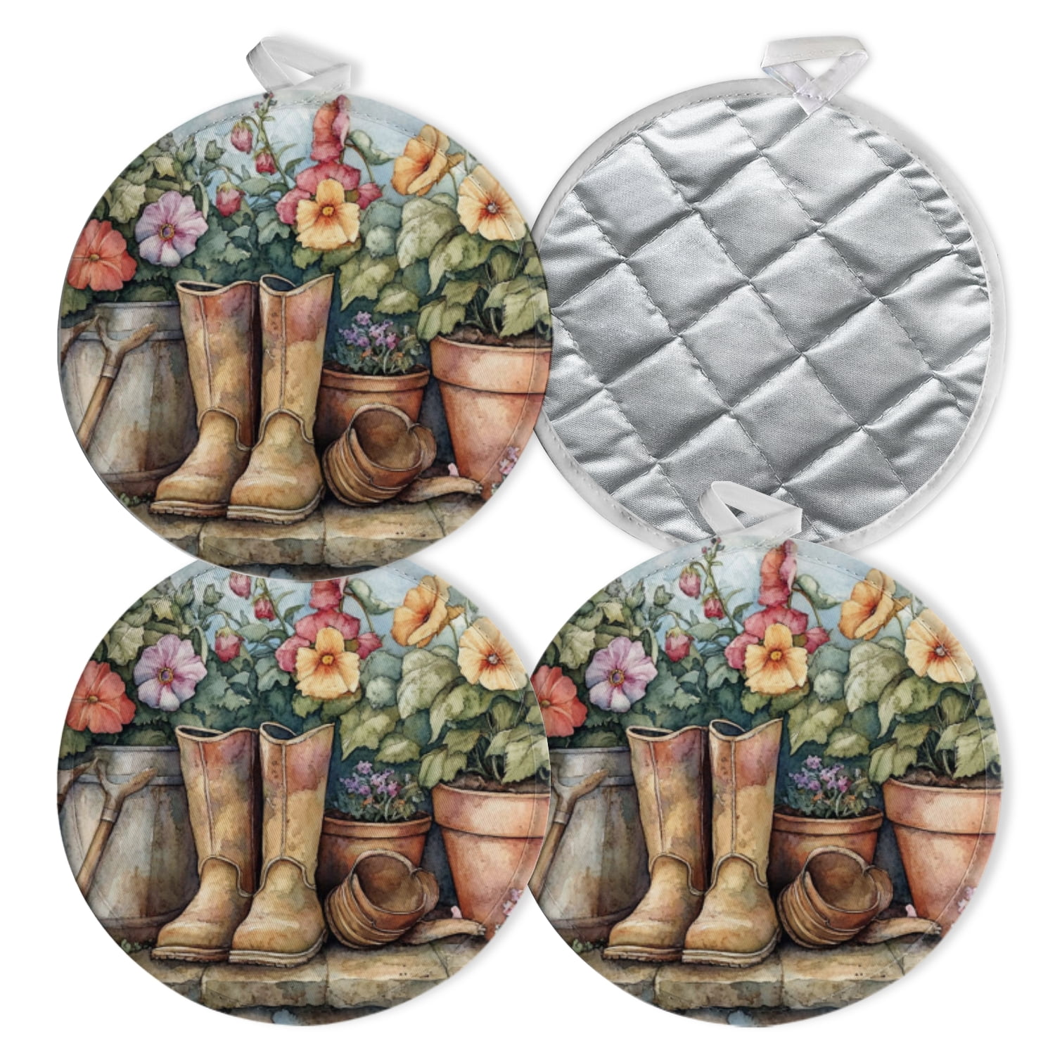 4 PCS Pot Holders for Kitchen,Potholders Sets with Hook for Oven ...