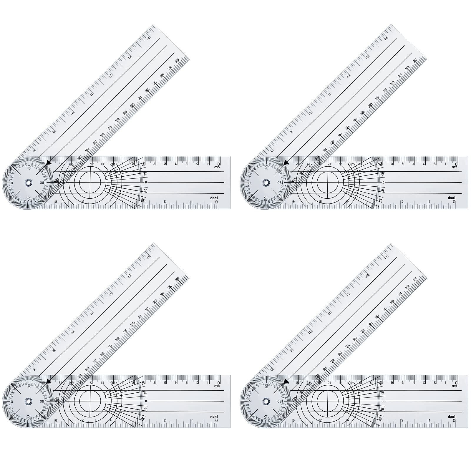 4 PCS Protractor, Plastic Quick Angle Finder, Angle Ruler with 7 Inch ...