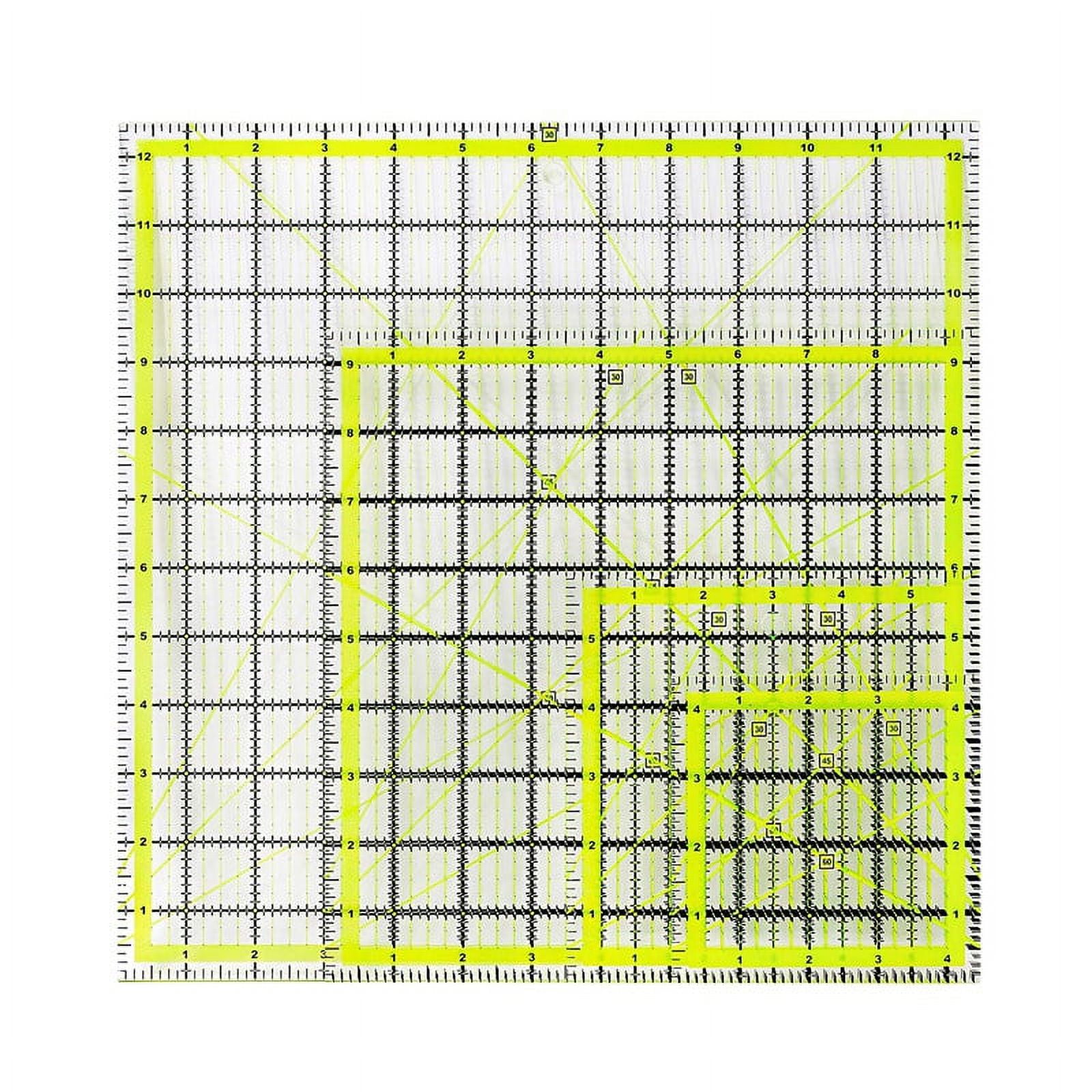 4 PCS Quilting Ruler, Square Rulers Fabric Cutting Ruler Acrylic ...