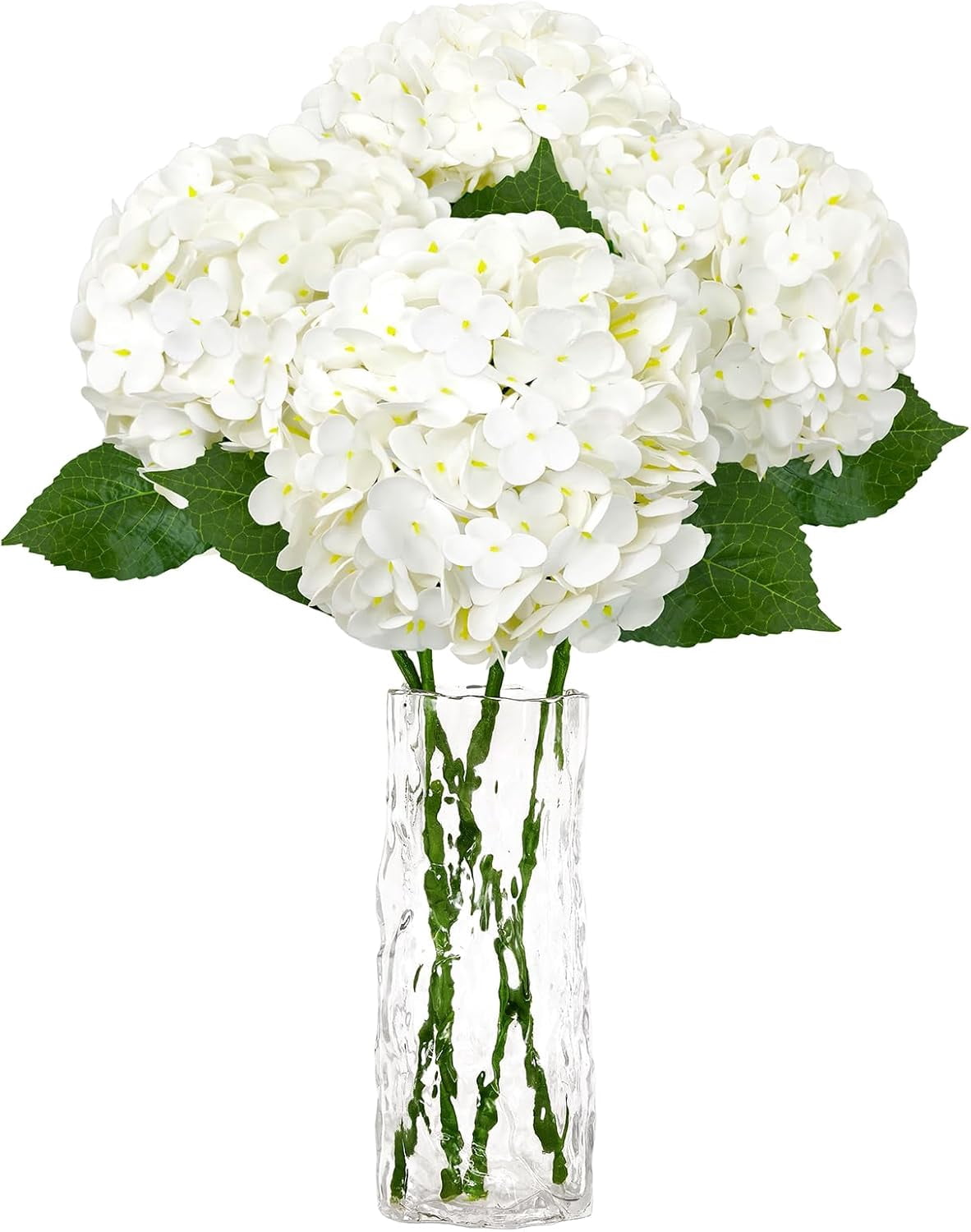 4 PCS Real Touch White Hydrangea Artificial Flowers 20.5", Latex Large ...