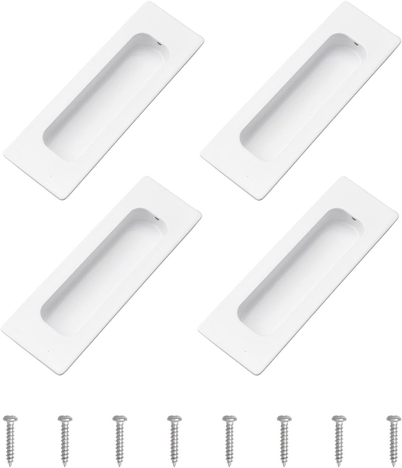 4 PCS Recessed Cabinet Handles, Warm White Stainless Steel Rectangular ...