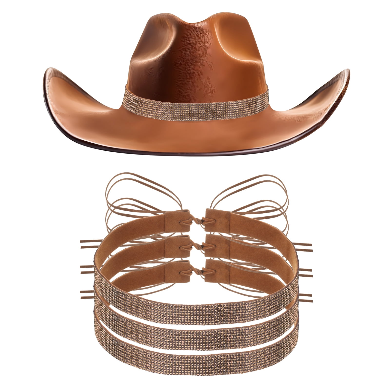4 PCS Rhinestone Hat Band Cowboy Hat Bands Bling Hat Belt for Women Men ...