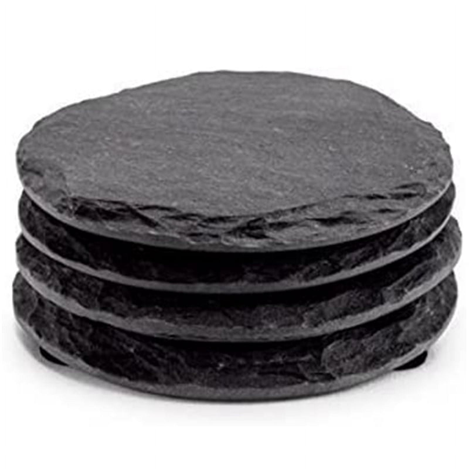 4 PCS Round Slate Black Coasters Handmade Coasters for Drinks ...