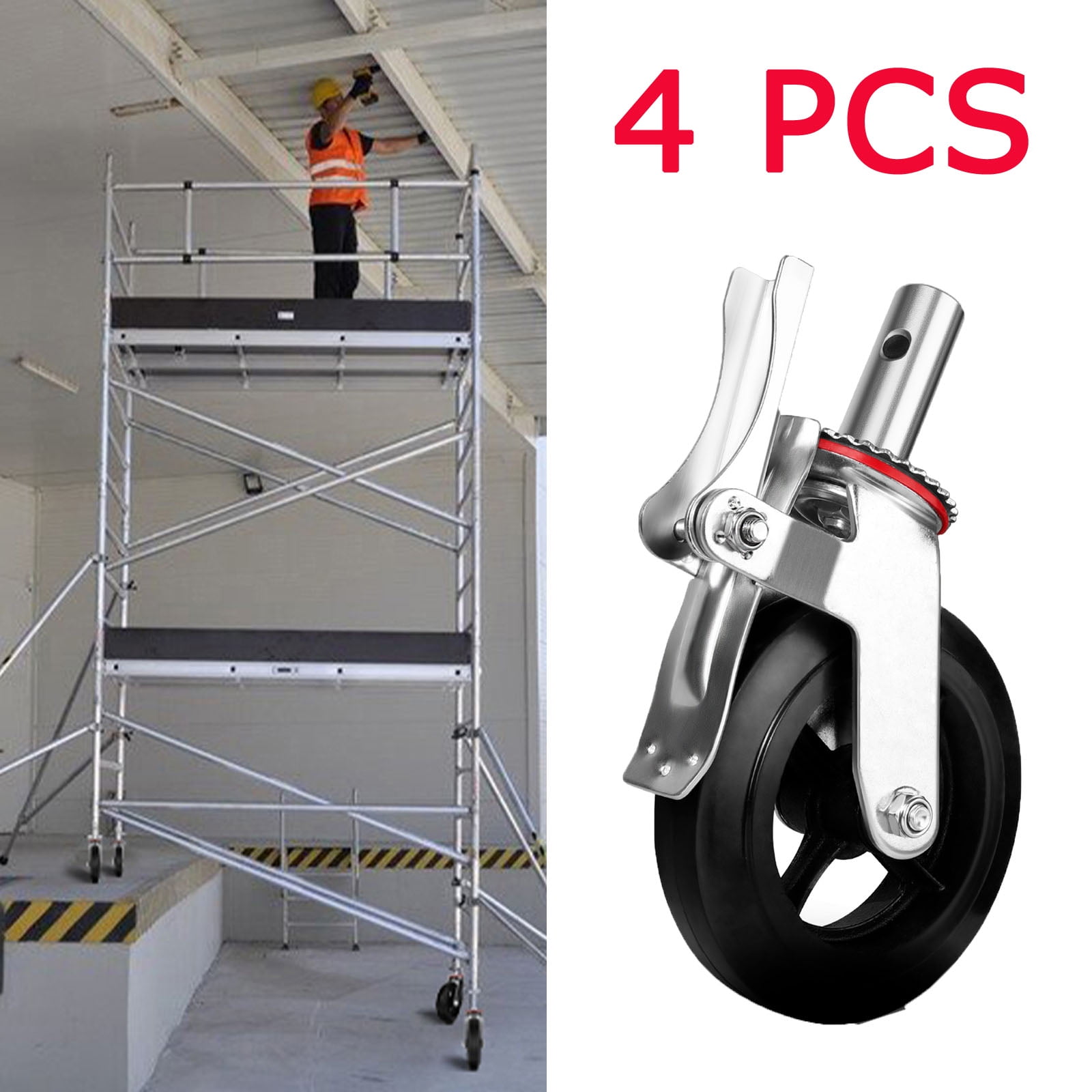 4 PCS Scaffold Wheels, 8 Inch Scaffolding Caster Wheel, 1100LBS ...