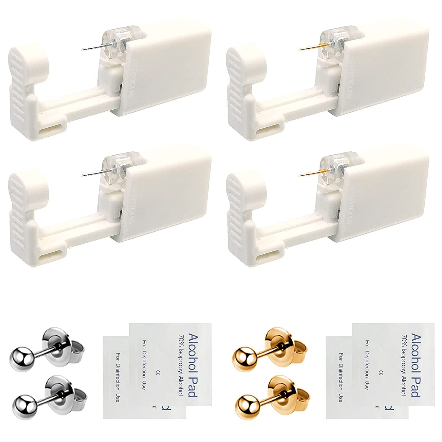 4 PCS Self Ear Piercing Gun Kit, Disposable Ear Piercing Gun Tool Set ...