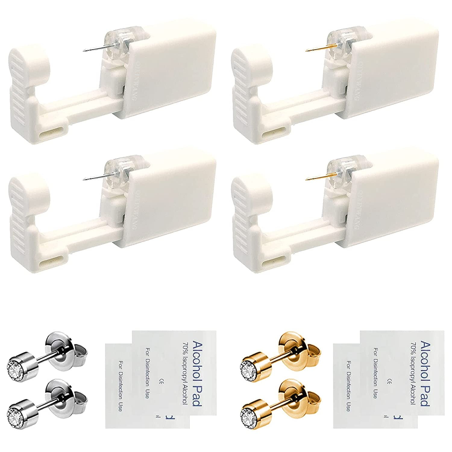 4 PCS Self Ear Piercing Gun Kit, Disposable Ear Piercing Gun Tool Set ...