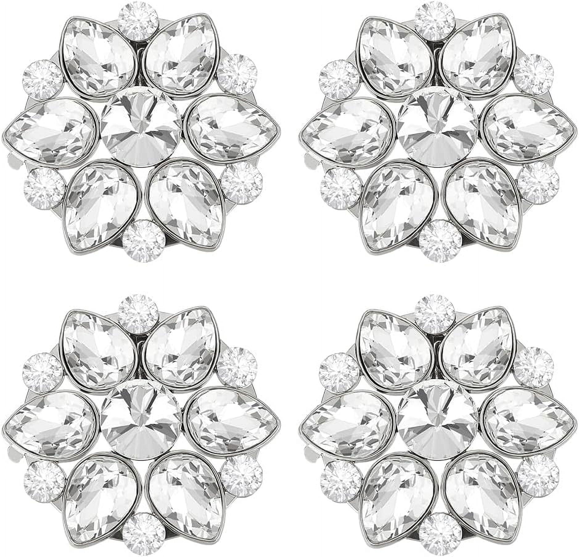 4 PCS Shoes Clip Platinum Alloy Shoe Clips Rhinestone Shoe Buckles ...