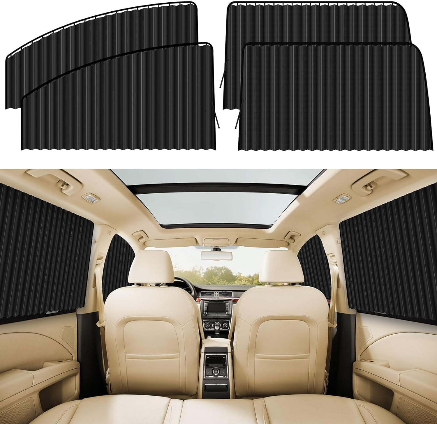 4 PCS Side Window Sun Shade Black Privacy Sunshade - Magnetic Curtain ...