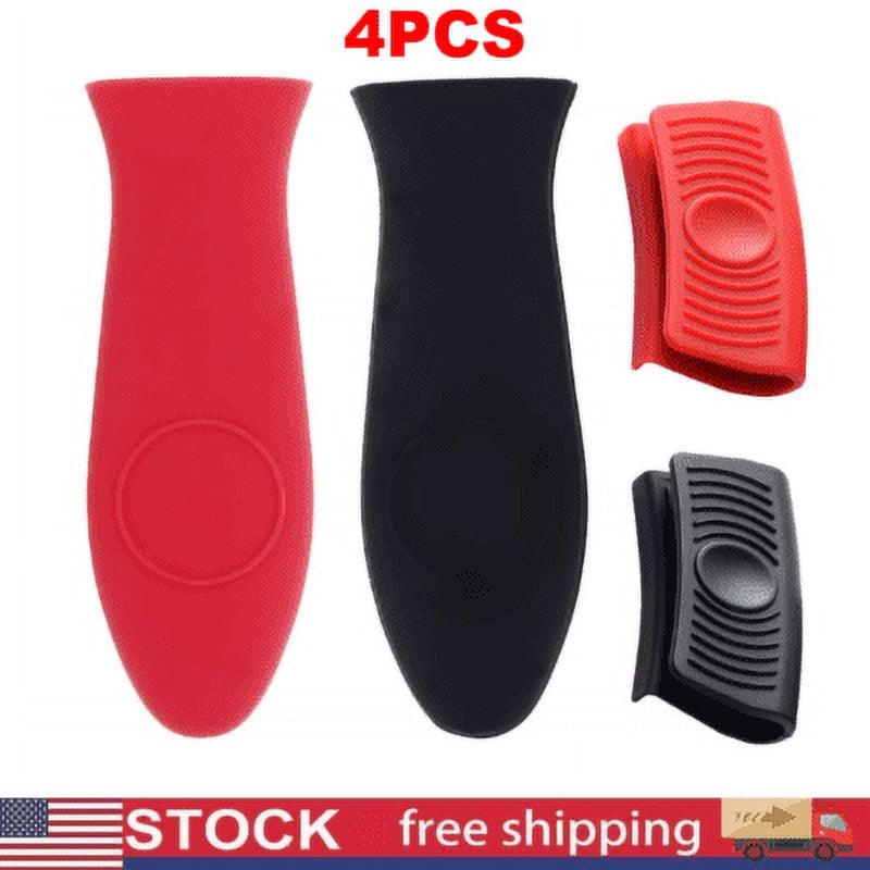 4 PCS Silicone Hot Handle Holder Heat Resistant Potholder Cookware ...