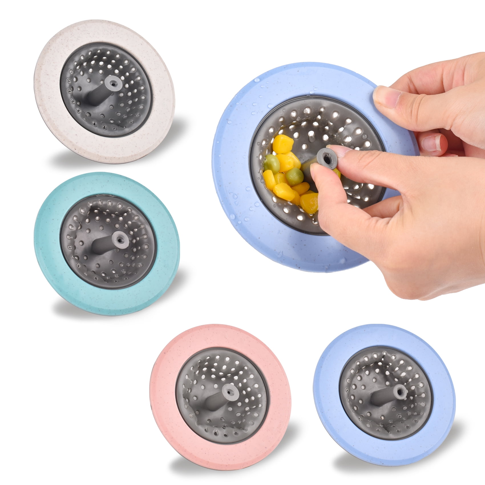 4 PCS Silicone Kitchen Sink Strainer, Large Wide Rim 4.3" Diameter Sink ...