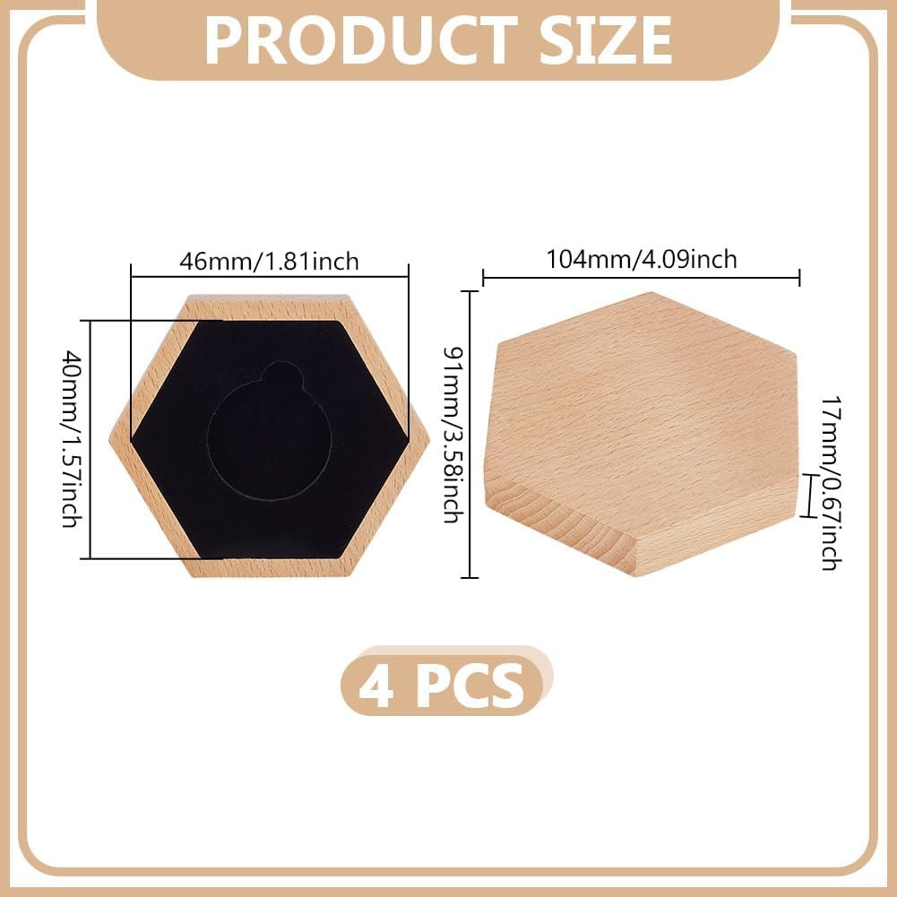 4 PCS Single Coin Display Box Hexagon Natural Beech Coin Box Challenge ...