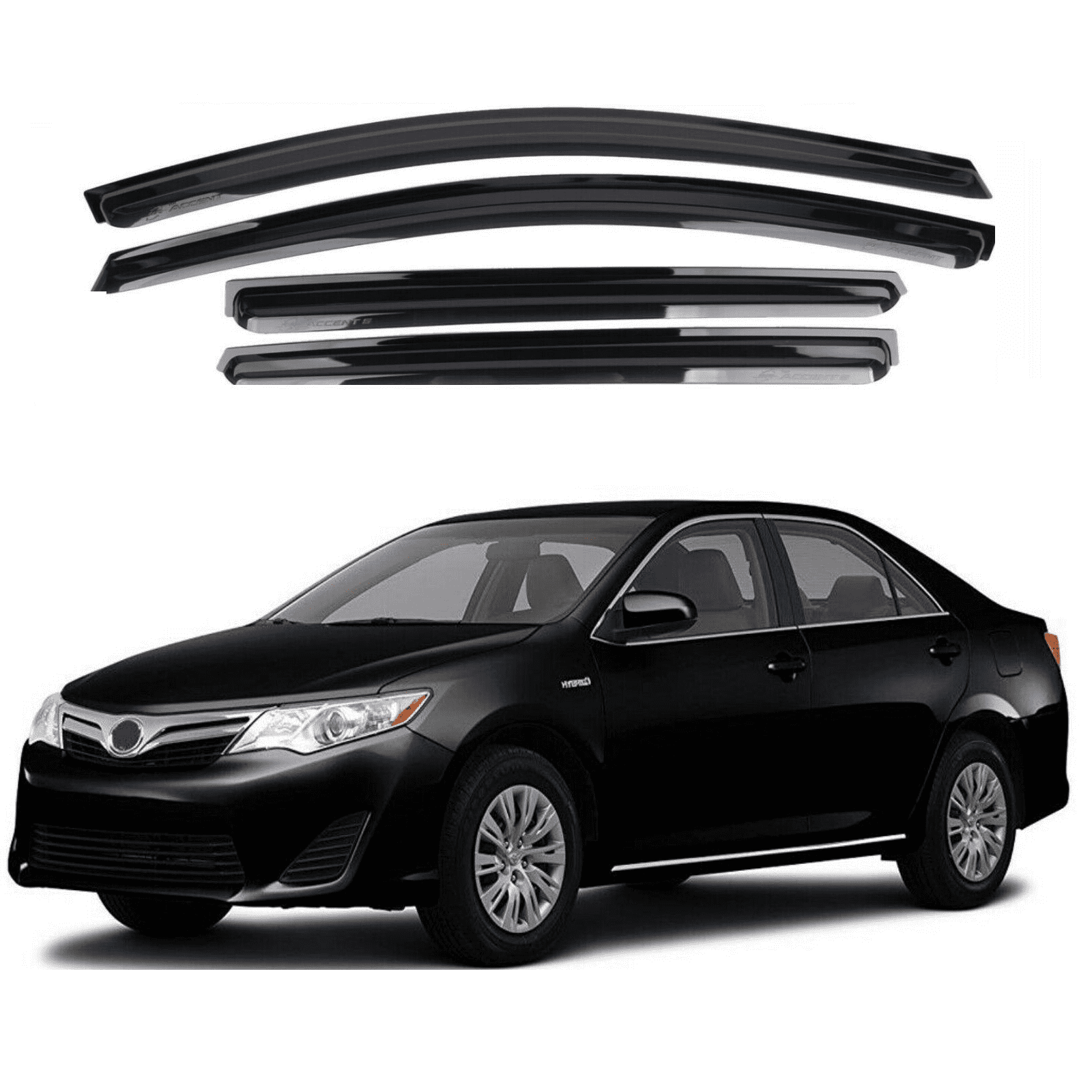 4 PCS Smoke Black Window Visors Rain Guards Vent Sun Shade Deflectors for Toyota Camry 2012 2014