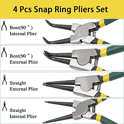 4 PCS Snap Ring Pliers Set, Heavy Duty Circlip Pliers Kit 7 Inch for ...