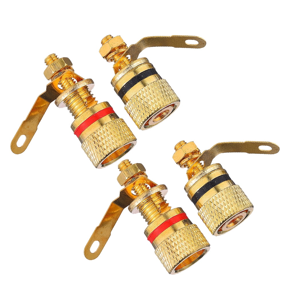 4 PCS Speaker Terminal Connector Part Banana Plugs Gold Plated Adapter ...