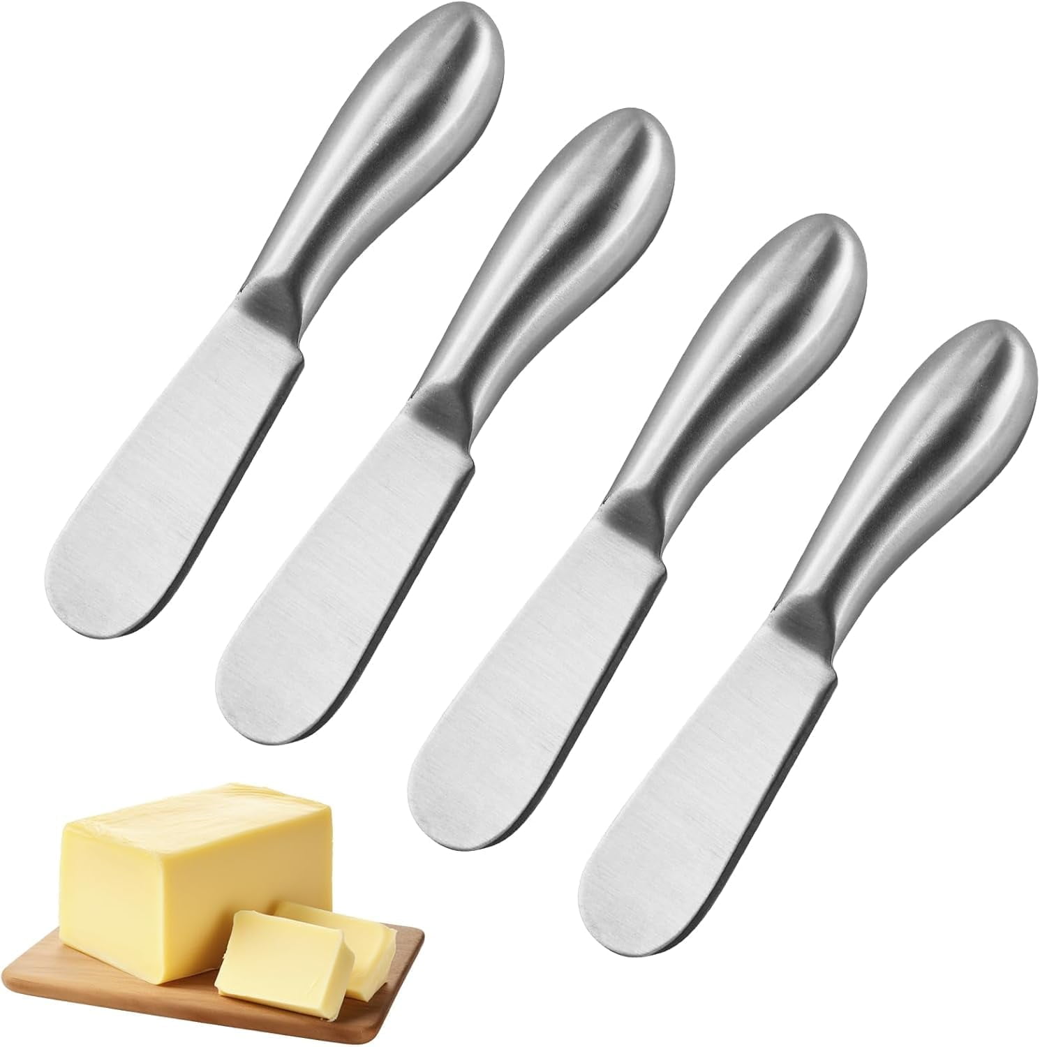 4 PCS Stainless Steel Butter Knives Butter Spreader Knives Cheese Butter Spreader Knife Set ...