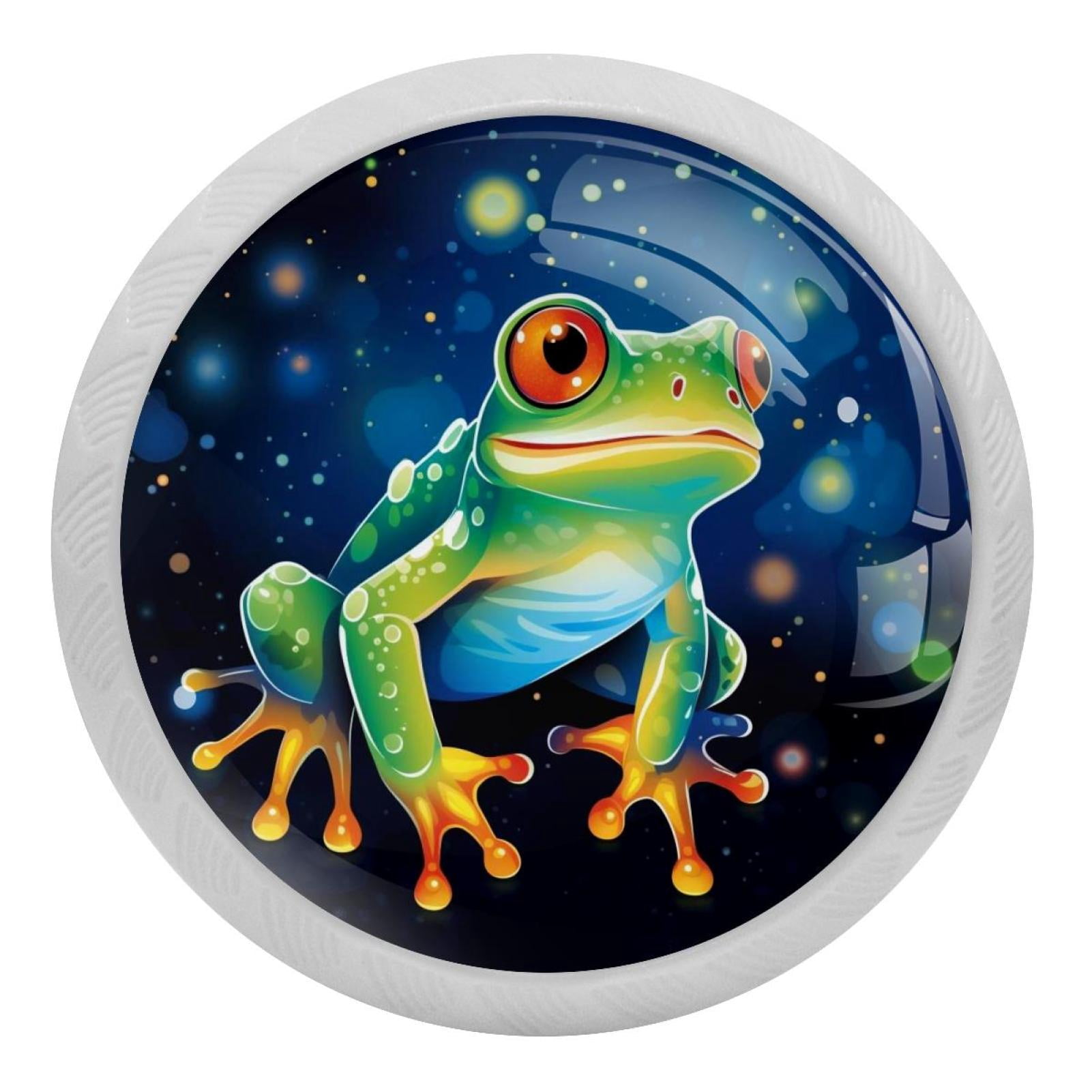 4 PCS Starry Shine Frog Crystal Glass Round Cabinet Knob Drawer Pull ...
