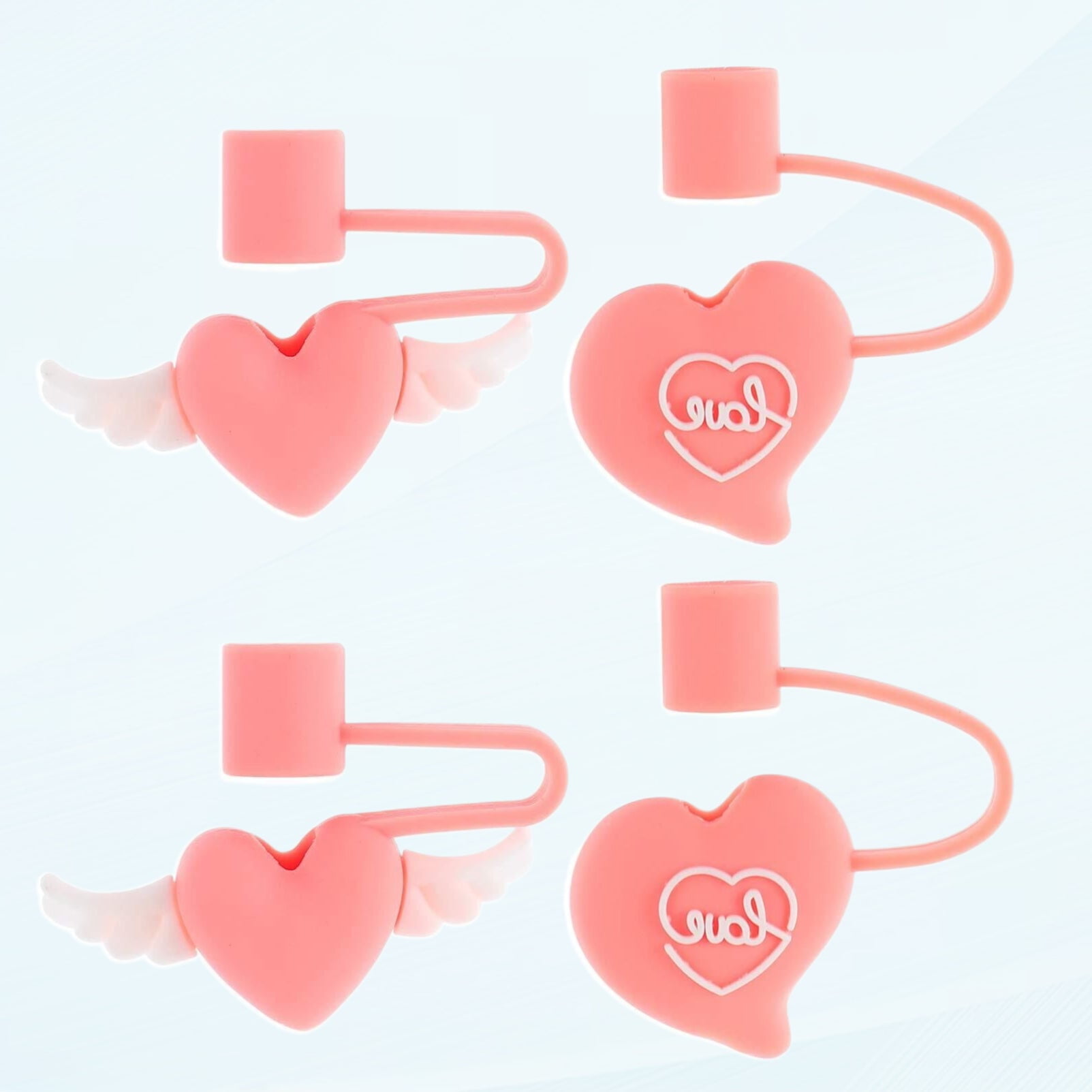 4 PCS Straw Cover Cartoon Silicone Drinking Straw Cover Reusable Straw ...