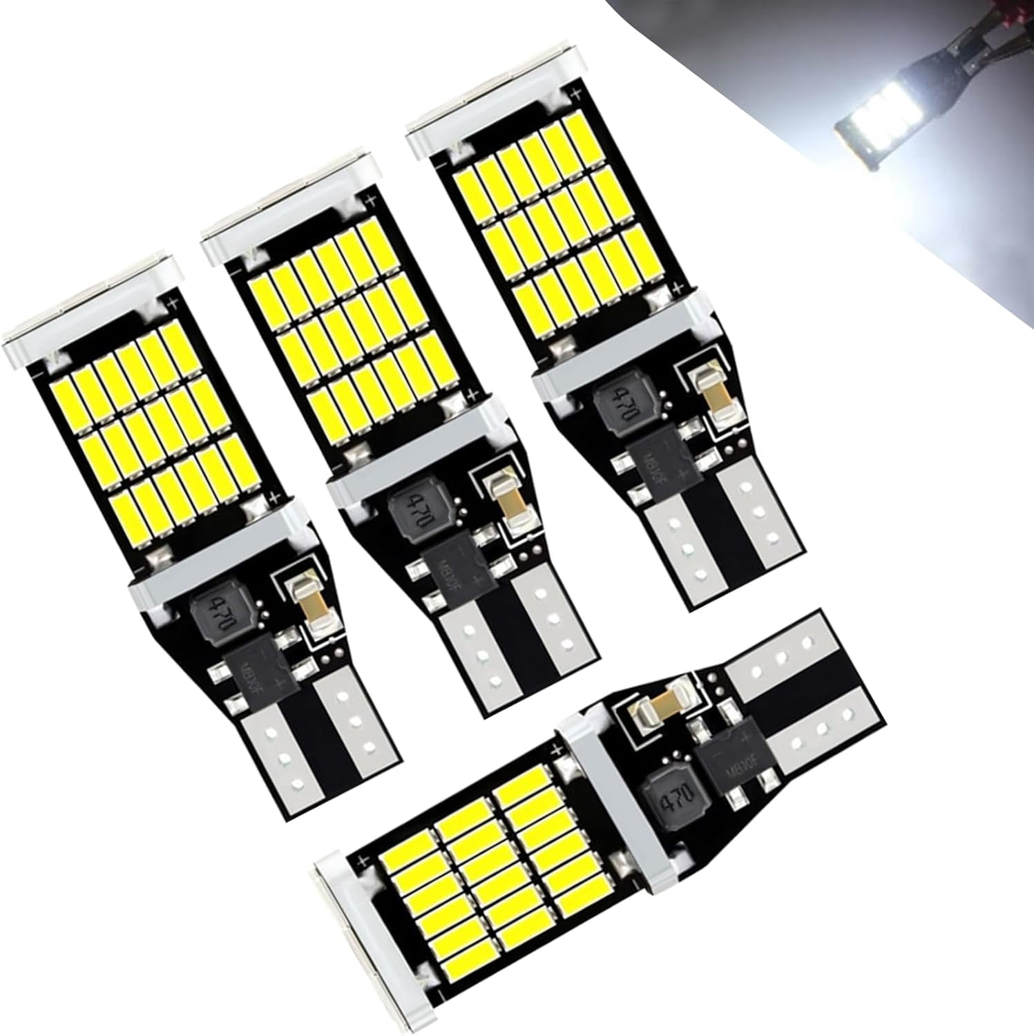 4 PCS T15 LED Reverse Lights, 4014 45SMD 12V Reverse Light Bulb, 6500K ...