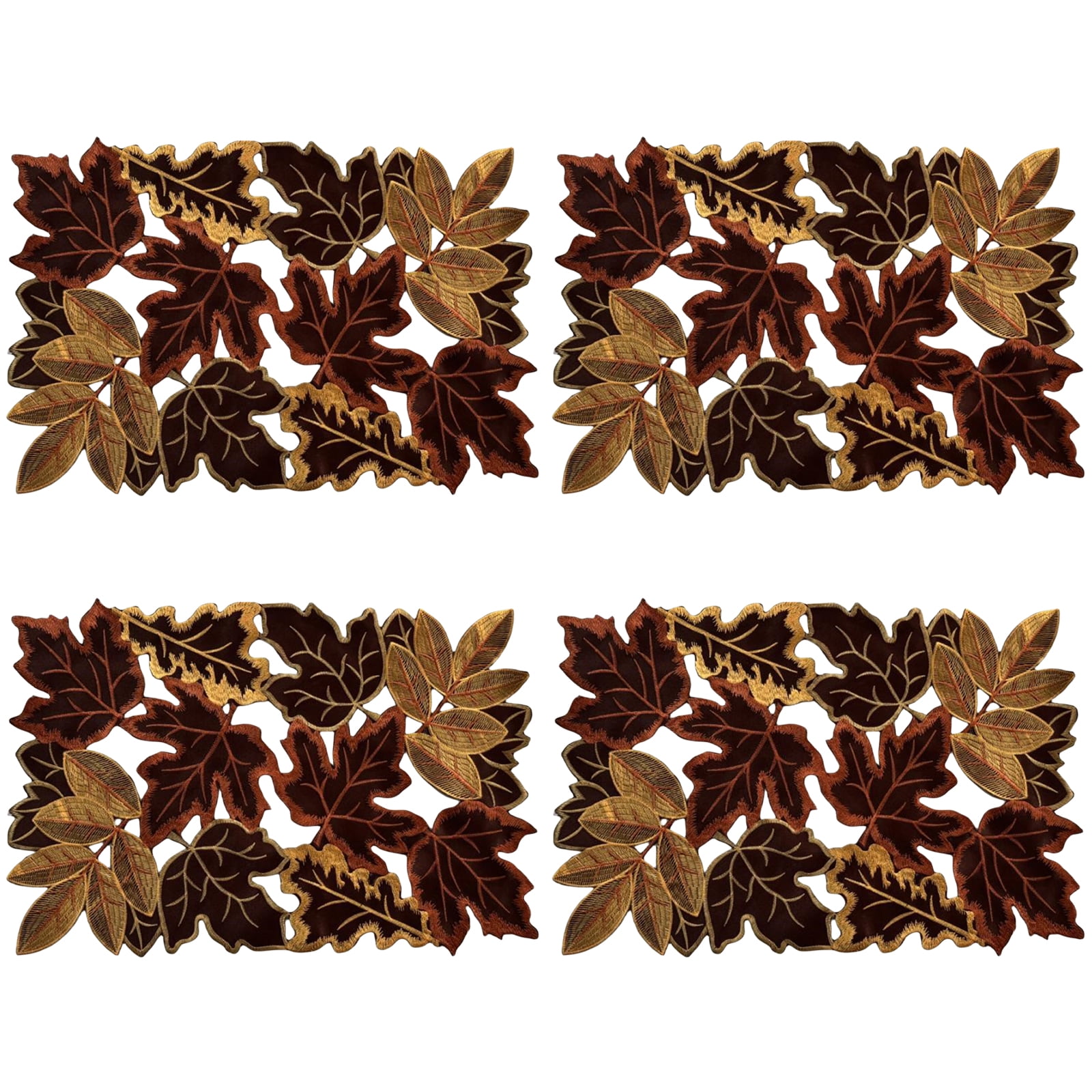 4 PCS Thanksgiving Embroidered Maple Leaves Table Mats, Fall Leaves ...