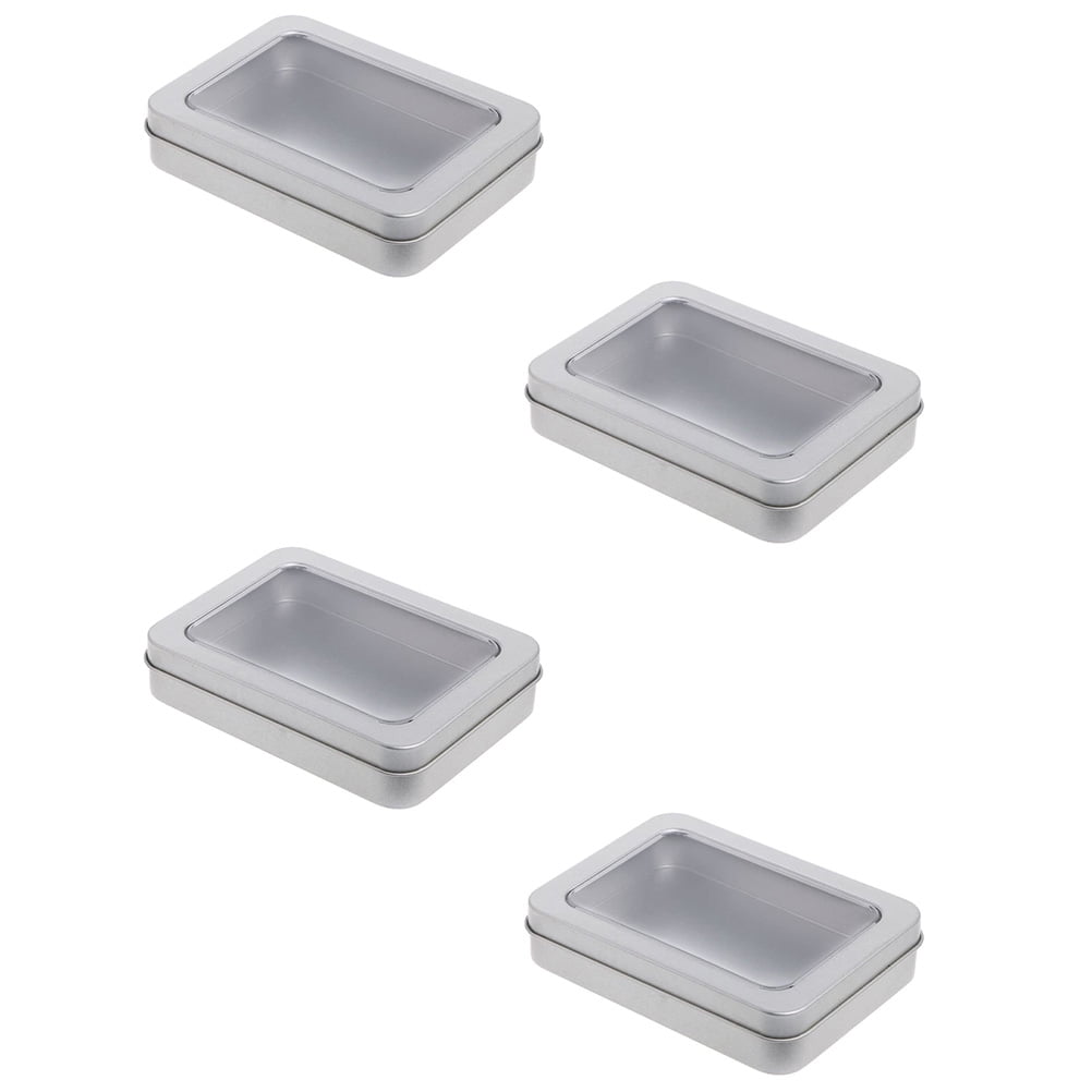 4 PCS Thumb Drives Bead Storage Containers USB Box Silver Desktop ...