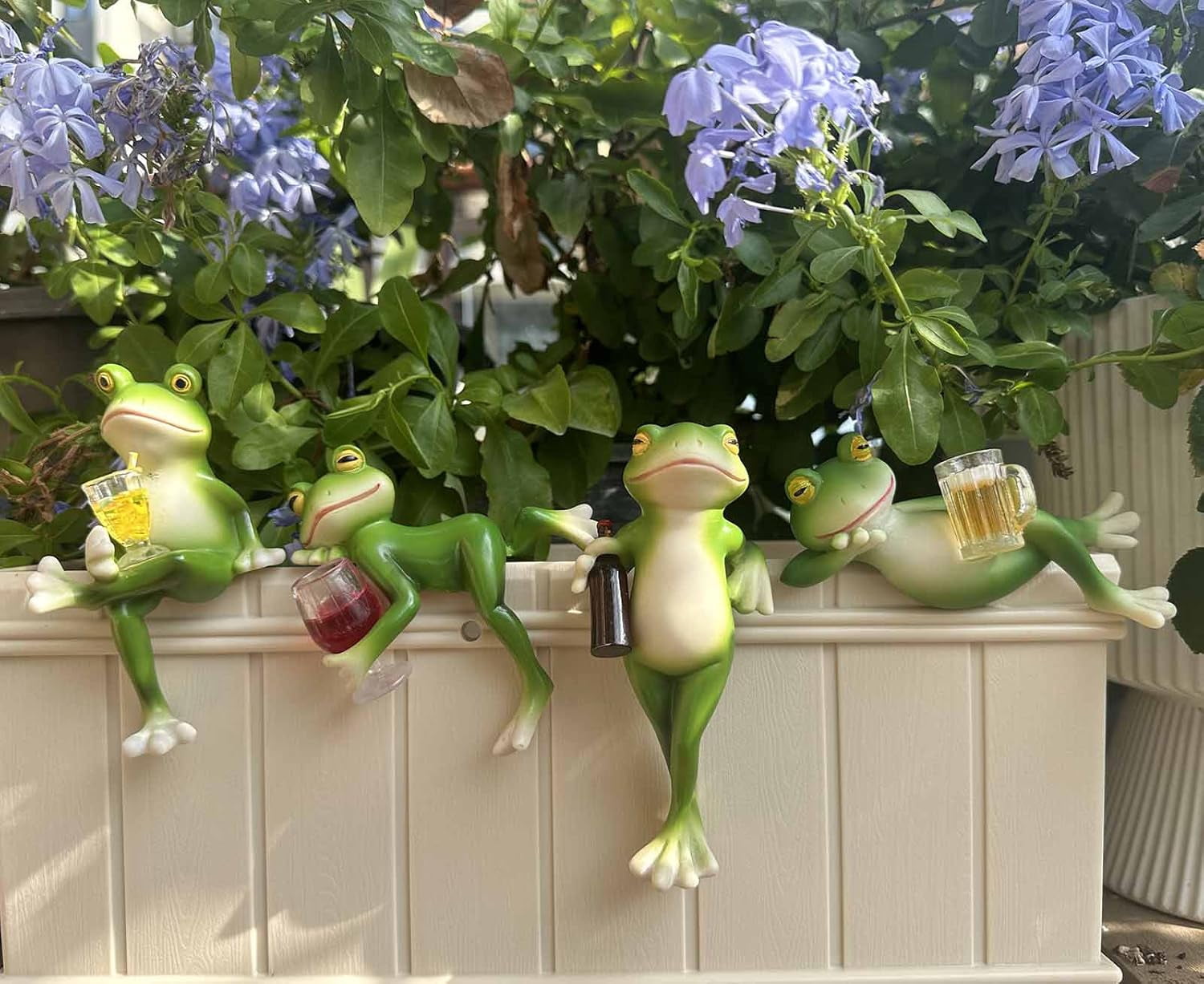 4 PCS Tipsy Frog Statues Pot Hugger Decorations for Plant, Miniature ...