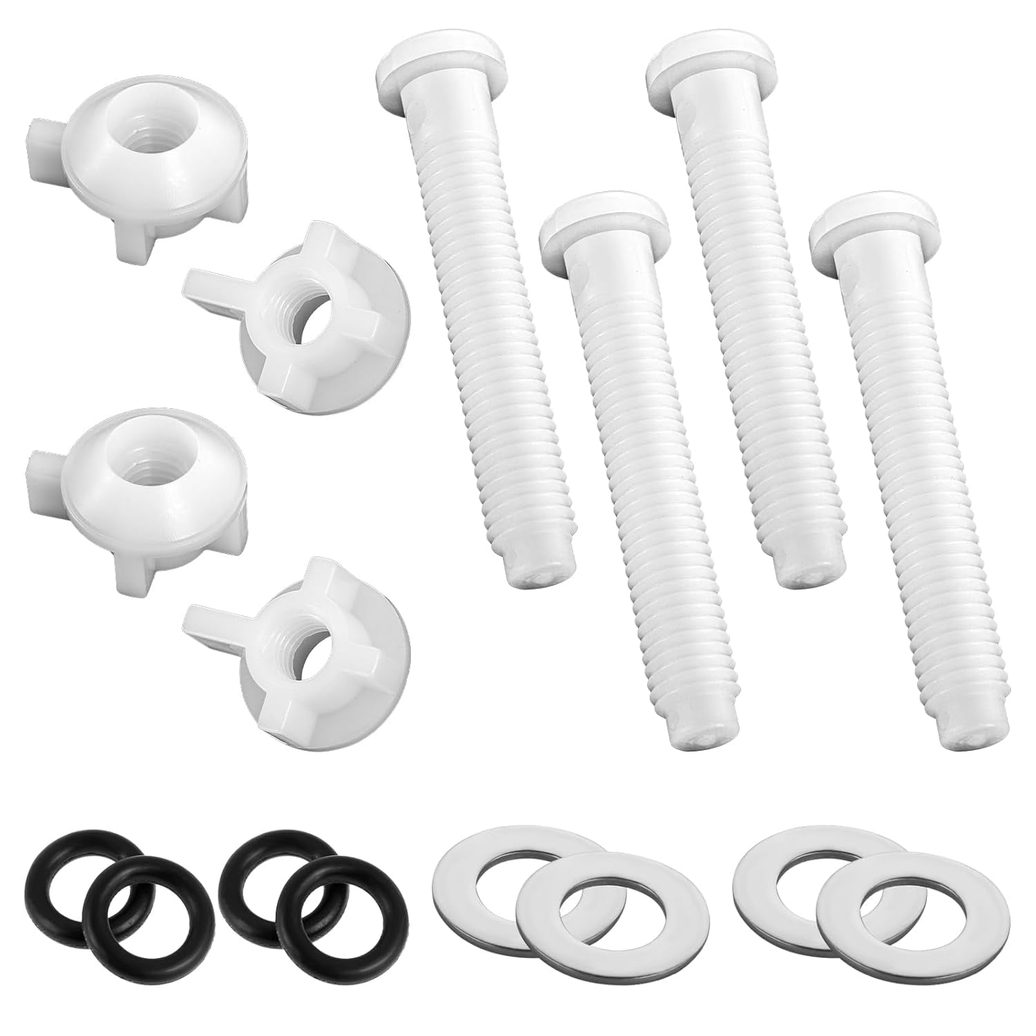 4 PCS Toilet Seat Bolts Replacement Kit, White Plastic Universal Toilet ...