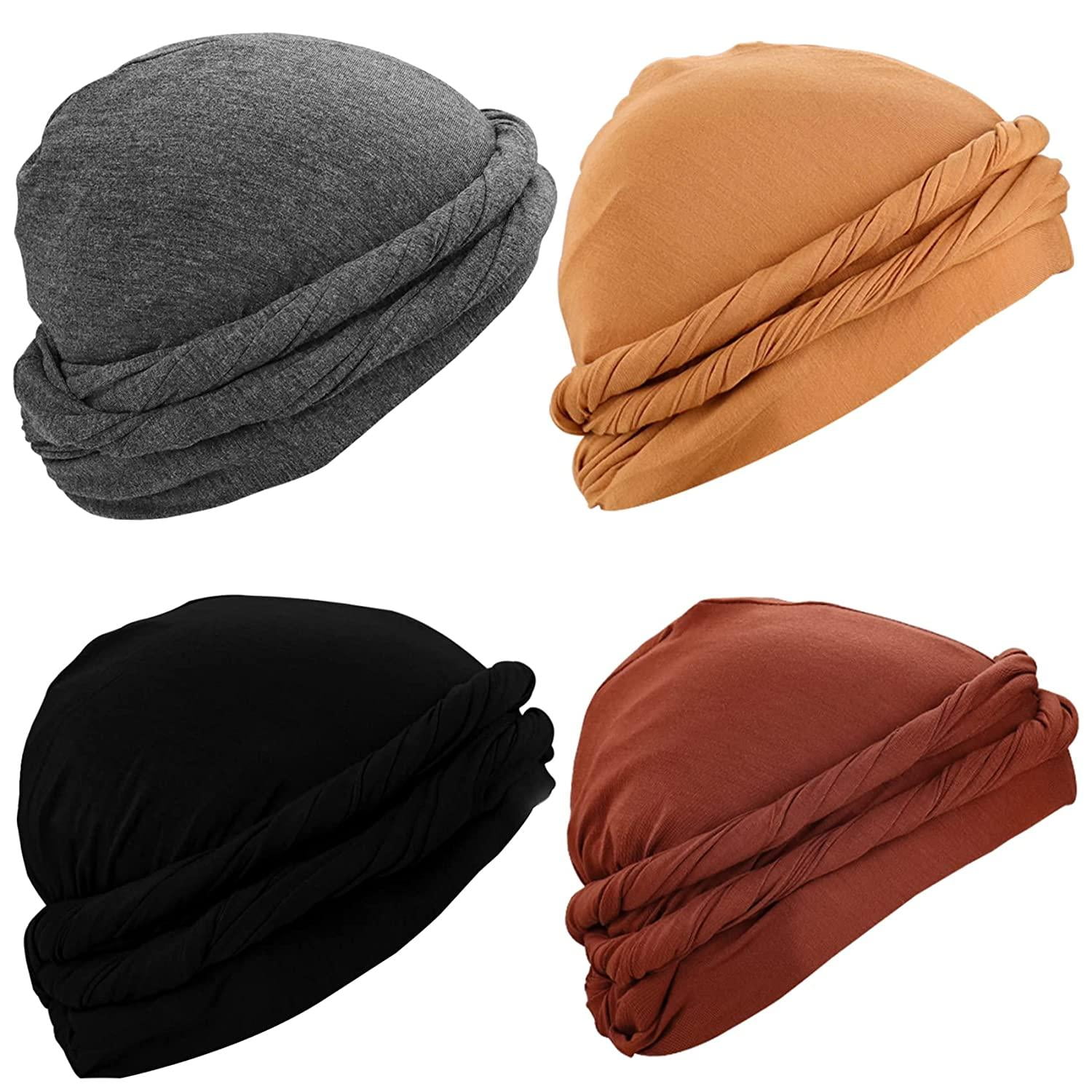 4 PCS Turban for Men Halo Turban Durag Vintage Turban Twist Head Wraps ...