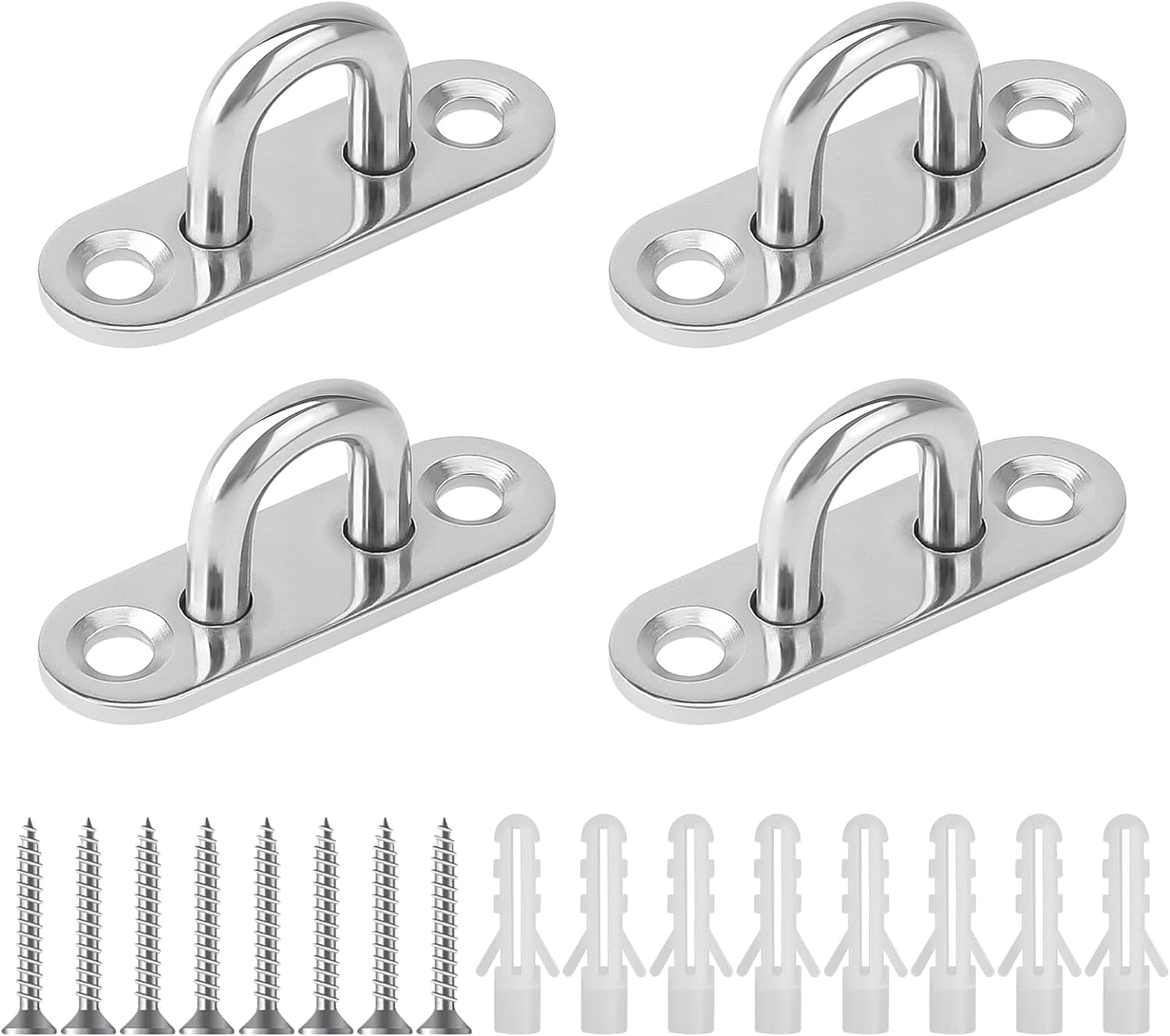 4 PCS U Hooks Stainless Steel Hooks Ceiling Hooks Pad Eye Plate Marine ...