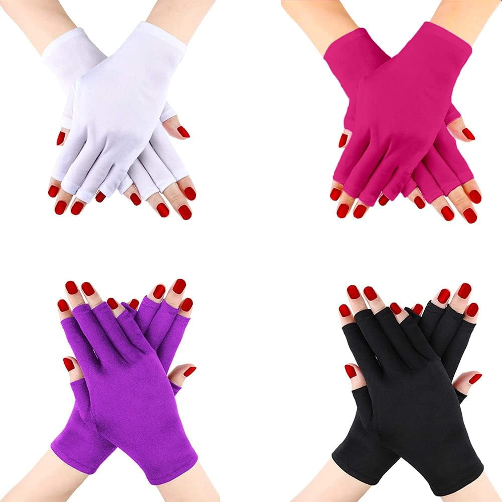 4 PCS UV Shield Glove Manicures Anti Block UV Ray Fingerless Glove ...