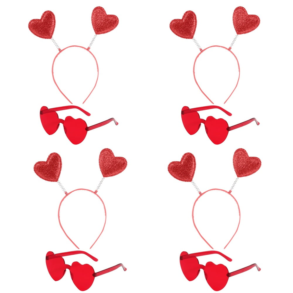 4 PCS Valentines Day Heart Head Boppers Eyeglasses Glasses Headband ...