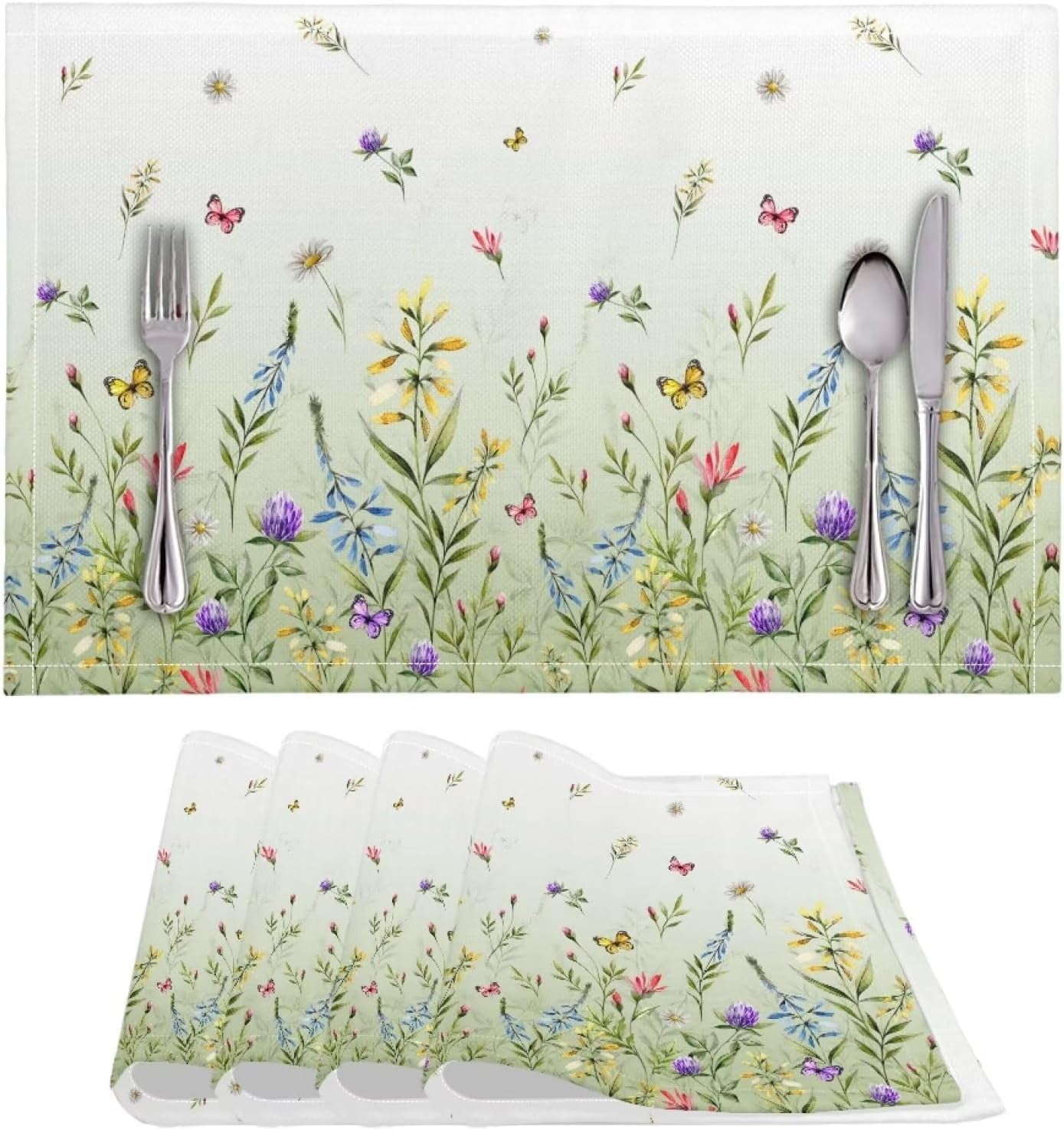 4 PCS Washable Tablemats for Home Farmhouse, Easy to Clean Foldable ...