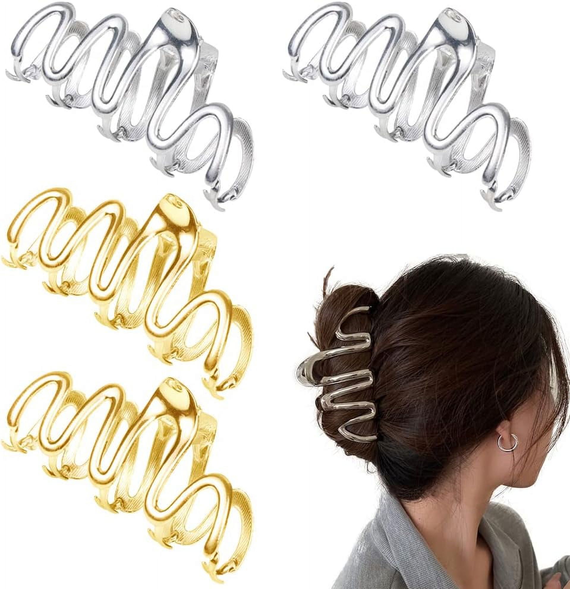 4 PCS Wave Hair Claw Clips Large Hair Clips, Metal Hair Clips ...